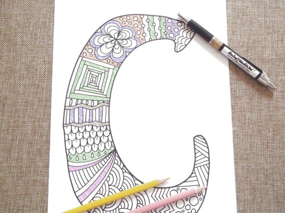 C Letter Colouring Alphabet Kids Adult Coloring Book Lettering | Etsy
