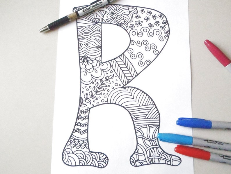 R lettera da colorare adulti bambini scuola alfabeto lettere - Etsy Italia