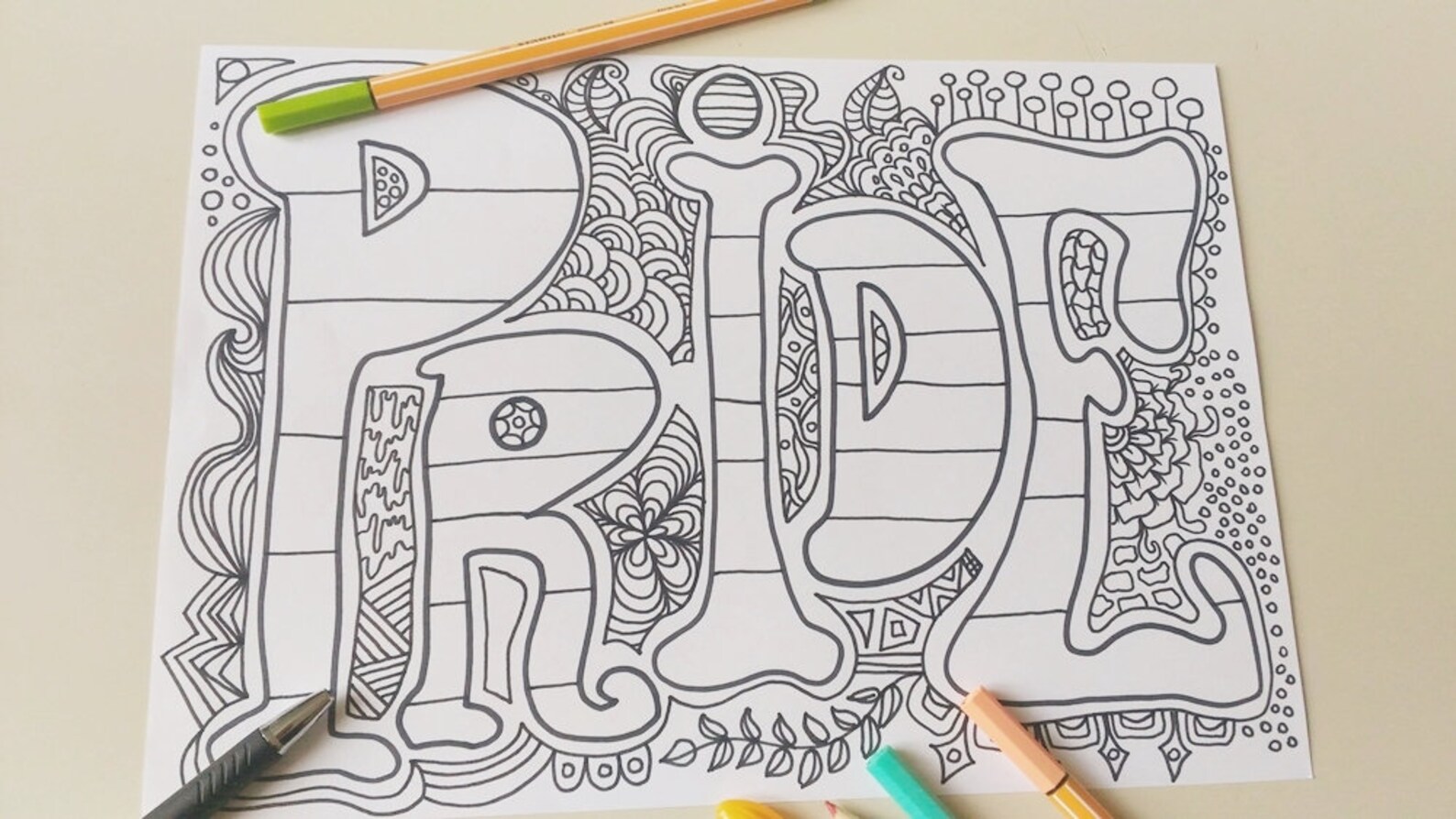 Pride Coloring Page Printable Gay Lgbt Lgbtq Lesbian LGBTQIA - Etsy