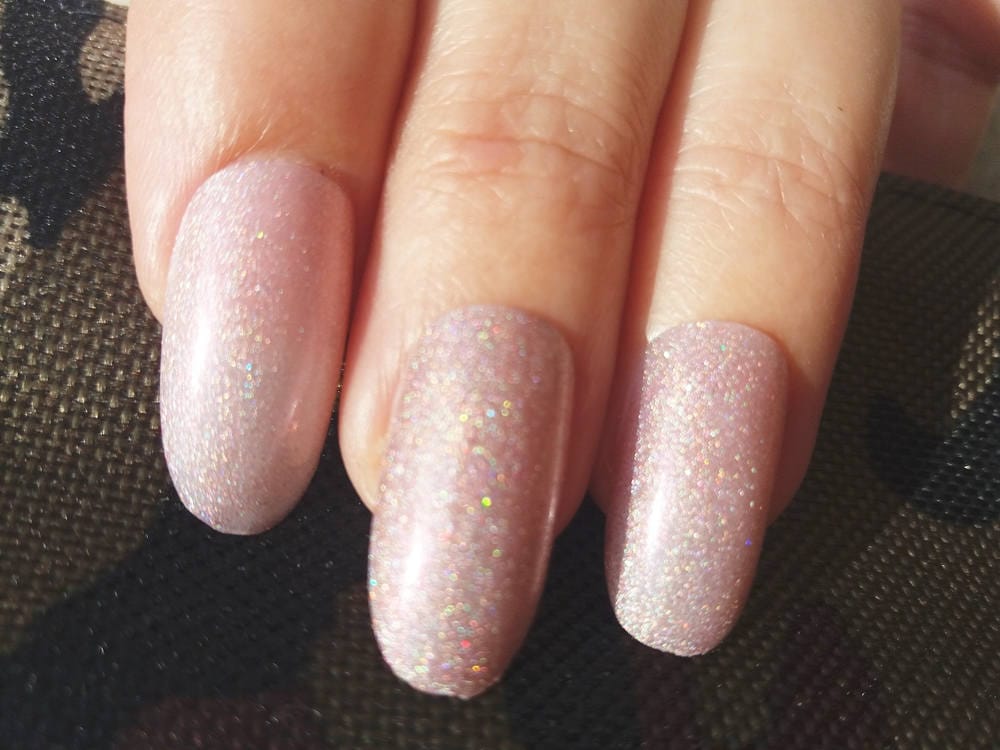 Pink Fake Nails Holographic Oval False Nails Glue on Almond | Etsy UK
