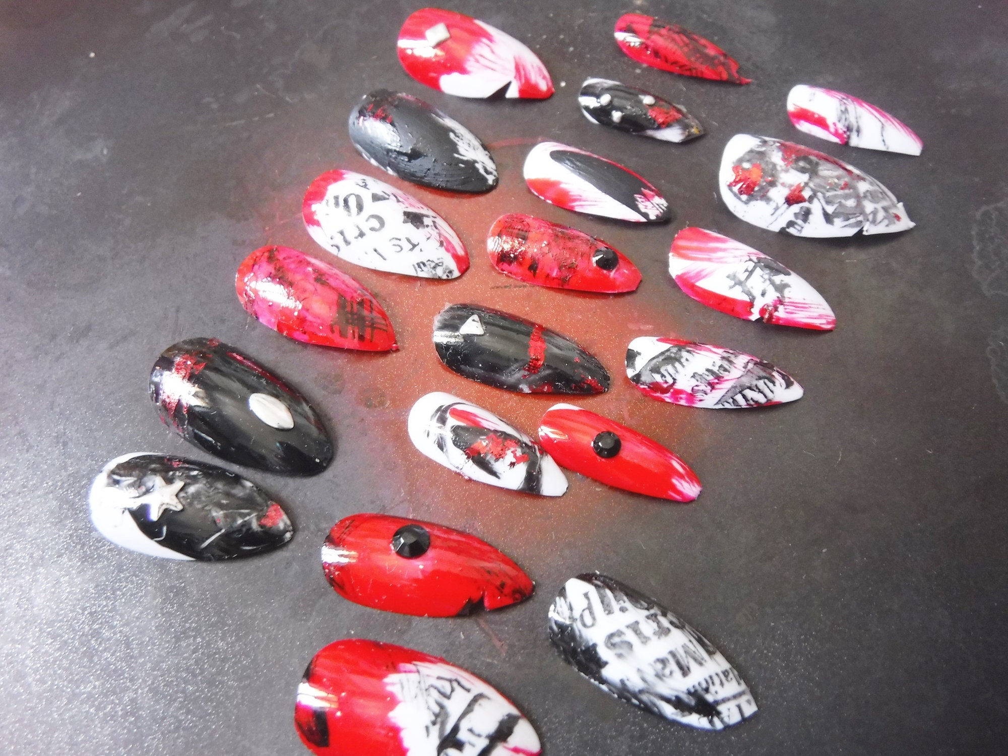 Full Cover Stick on Nails Punk Rock Stiletto Fake Nails - Etsy