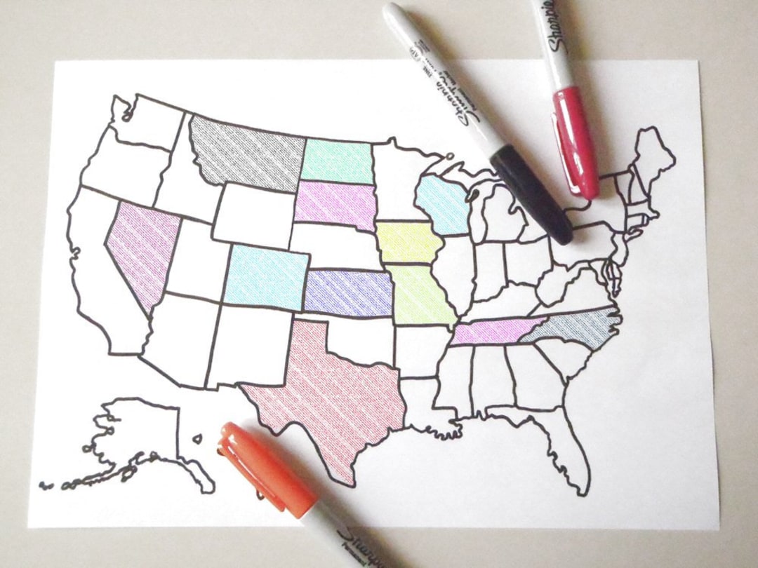 DOWNLOAD Coloring United States America Blank Us Map Etsy Sales - Etsy