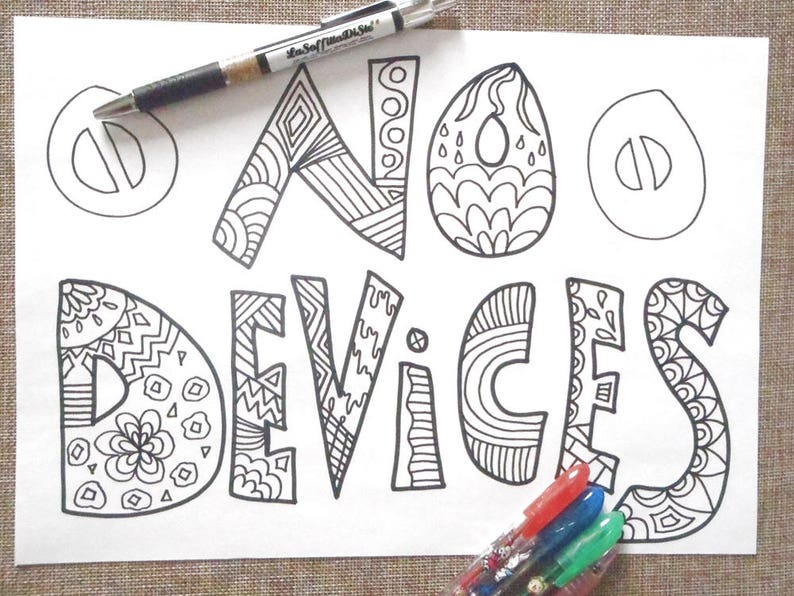 No Devices Coloring Page Adults No Smartphone No Camera No - Etsy