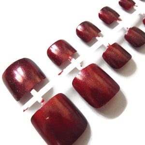 Dark Red Toe Nails Fake Toenails Bordeaux Blood - Etsy