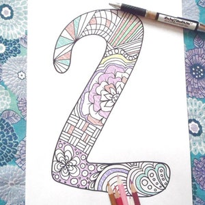 Number 2 Coloring Two Book Year #2 Birthday Anniversary Kids Adult ...