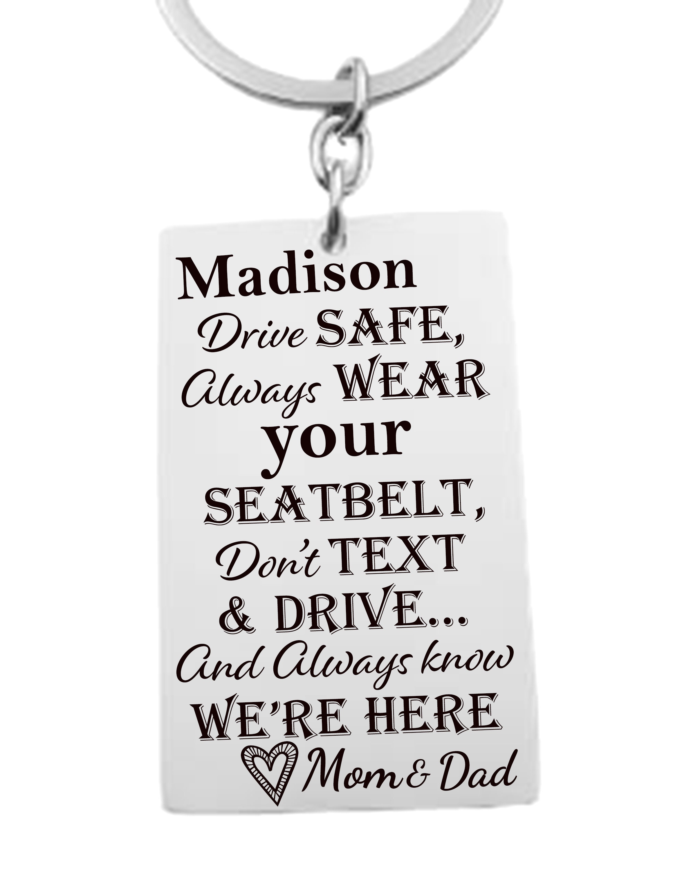 New Driver-customized-key Chain, Drive Safe, Wear Your Seatbelt-gift ...