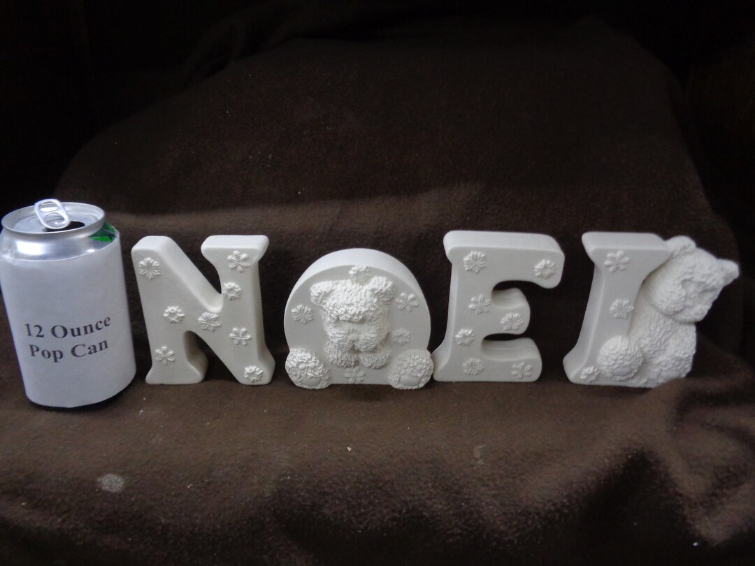 Ceramic Bisque Four 4" Tall Letters Spelling 'NOEL' Christmas Bears ...