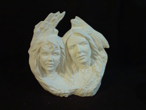 Ceramic Bisque 7 Indian Native American Man and Woman | Etsy