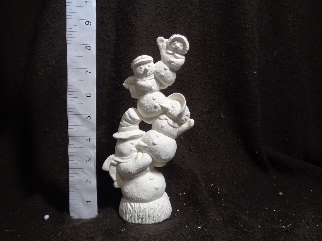 Ceramic Bisque 9" Stack of Snowmen and Snowwomen Figurine - E813 - Etsy