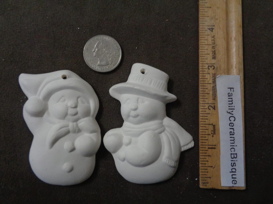 Ceramic Bisque Ornaments - 3" Mr. and Mrs. Snowmen - Flat Back - Ready to Paint - F233 - Etsy
