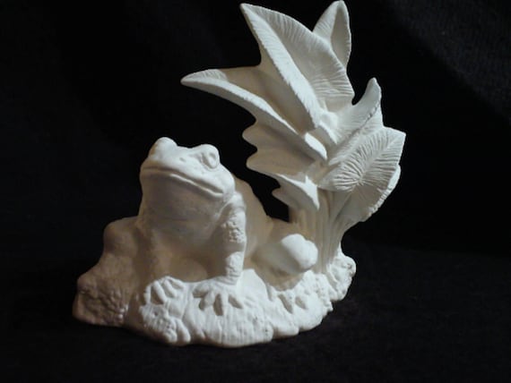 Ceramic Bisque 5 Frog With Water Plants Ready to Paint | Etsy