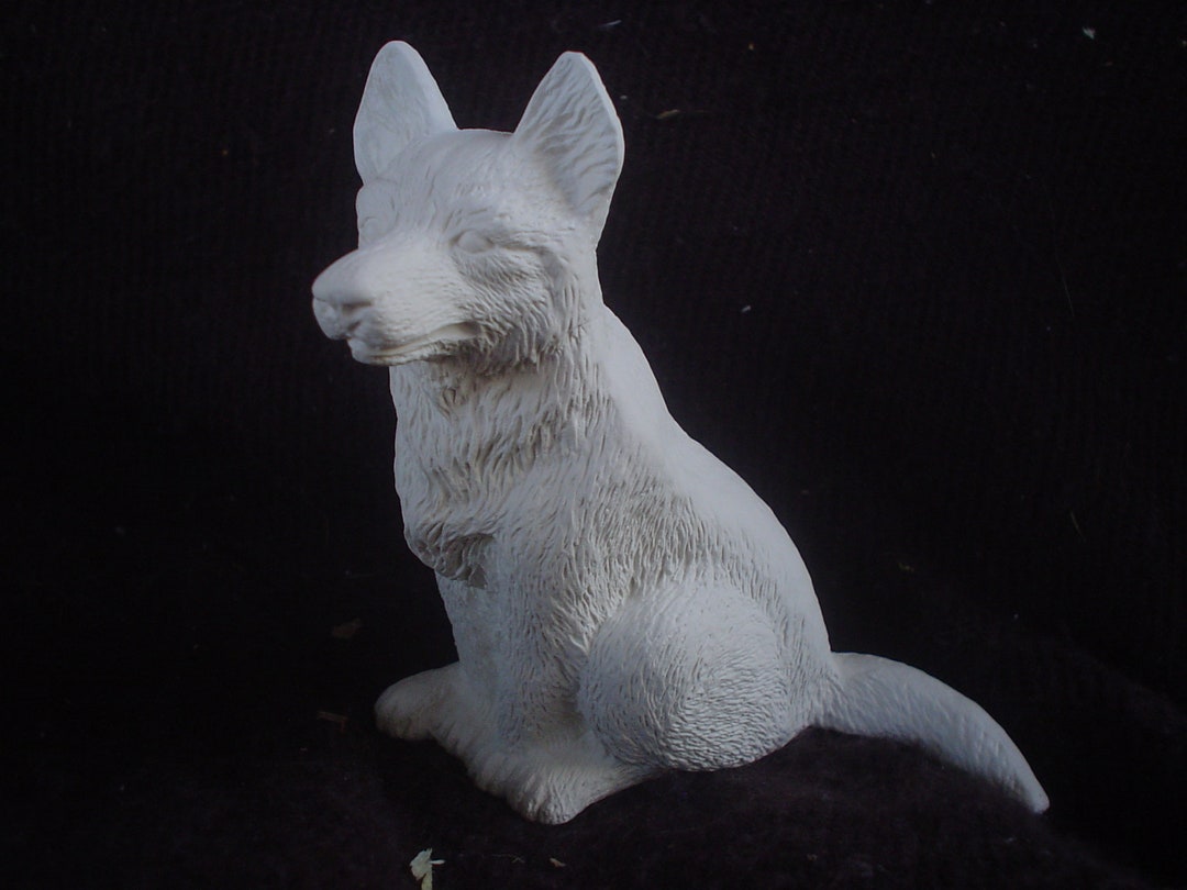 Ceramic Bisque 4" Tall, 4" Wide German Shepherd Dog (nowells) - Ready ...