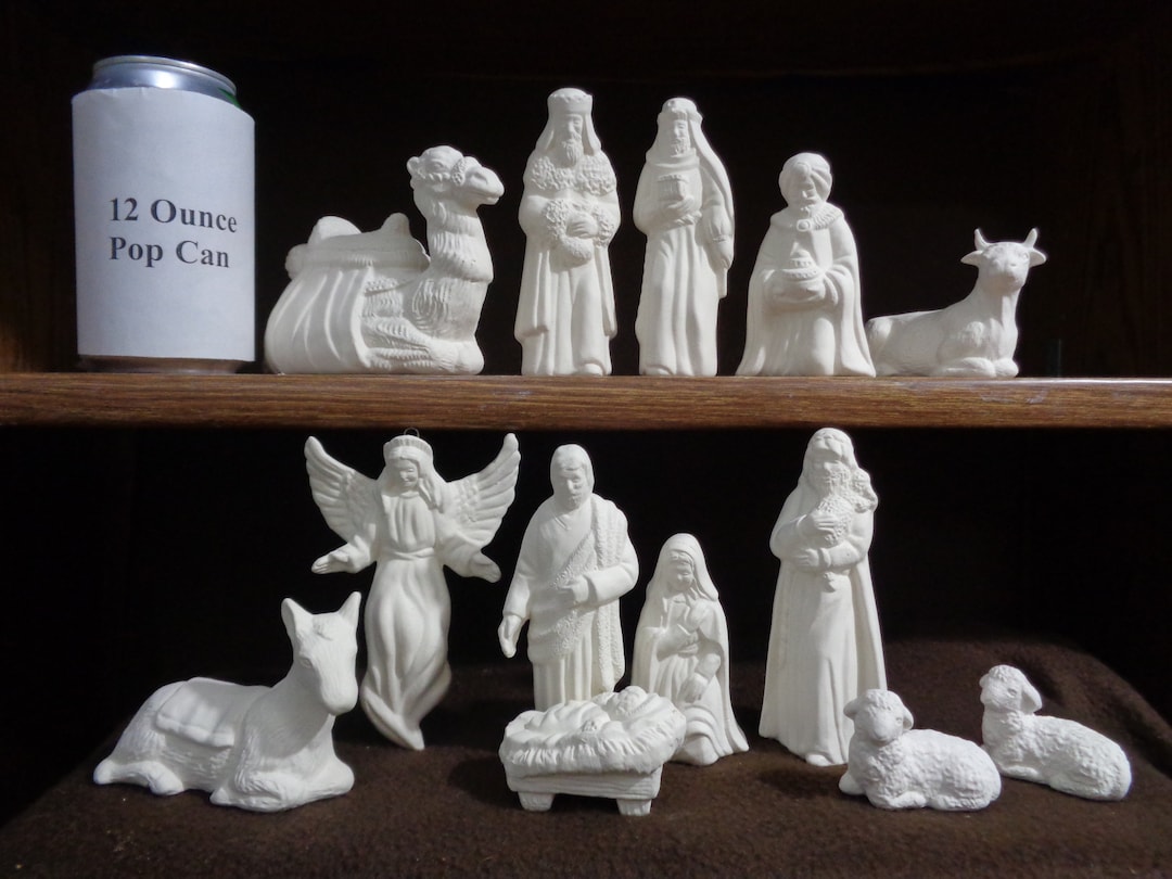 13 Piece Ceramic Bisque Medium Ceramichrome Nativity Set (includes ...