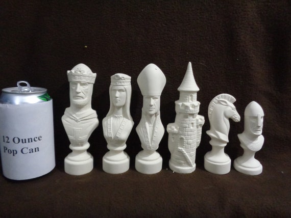 Ceramic Bisque Large Scioto Medieval 32 Piece Chess Set - Etsy