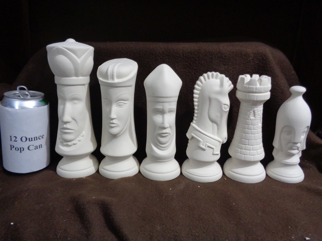 Ceramic Bisque 32 Piece LARGE Duncan Chess Set - Ready to Paint ...