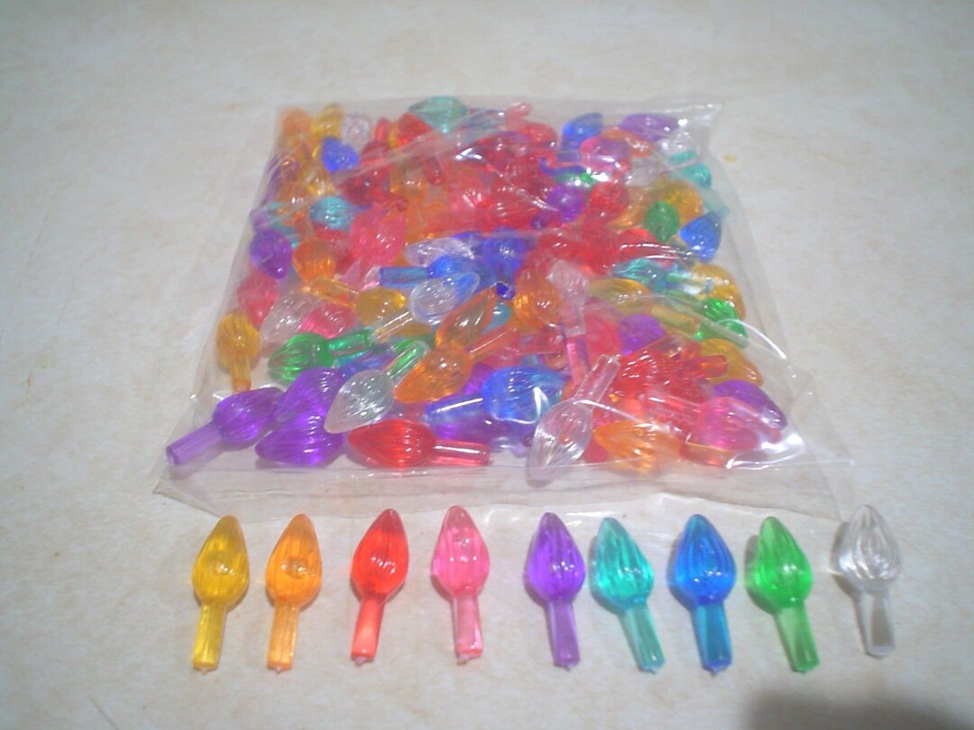 100 Ceramic Christmas Tree Plastic Lights Bulbs- SMALL Twists - 9 ...
