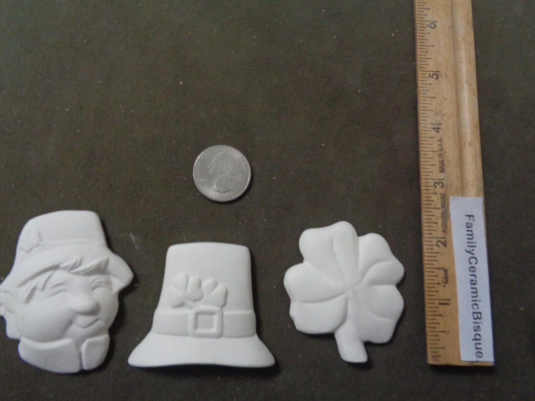 3 Ceramic Bisque 2" - 2.5" Tall Irish Saint Patrick's Day Magnets ...