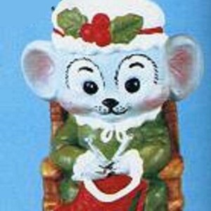 6 Ceramic Bisque Alberta Mouse Mice Ornaments Lot: Nightshirt, Grandma ...