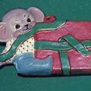 5 Ceramic Bisque Alberta Mouse Mice Ornaments Lot- Leaf, Candy Cane ...