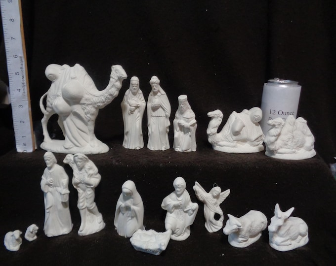 Ceramic Bisque 21 Piece Atlantic Nativity Set (includes 2 Nativity Rods ...