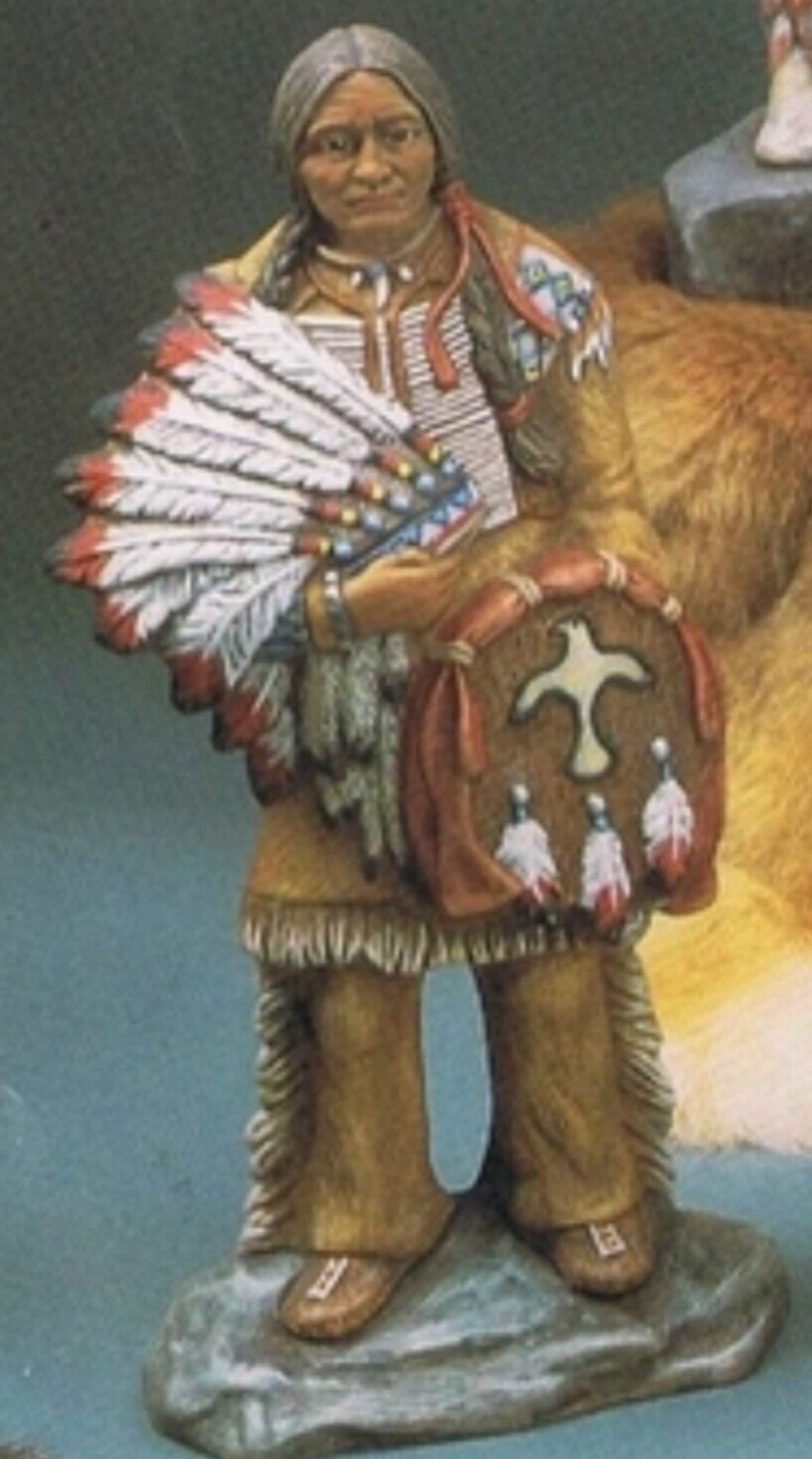 Ceramic Bisque 9" Indian Chief Holding Headdress & Shield - Ready to ...