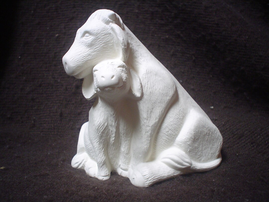 Ceramic Bisque 5" Tall Nurturing Cow With Calf - Ready to Paint - C506 ...