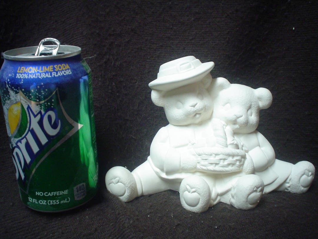 Ceramic Bisque 5.5" X 7.5" Thanksgiving Pilgrim Cuddle Bears - Ready to ...