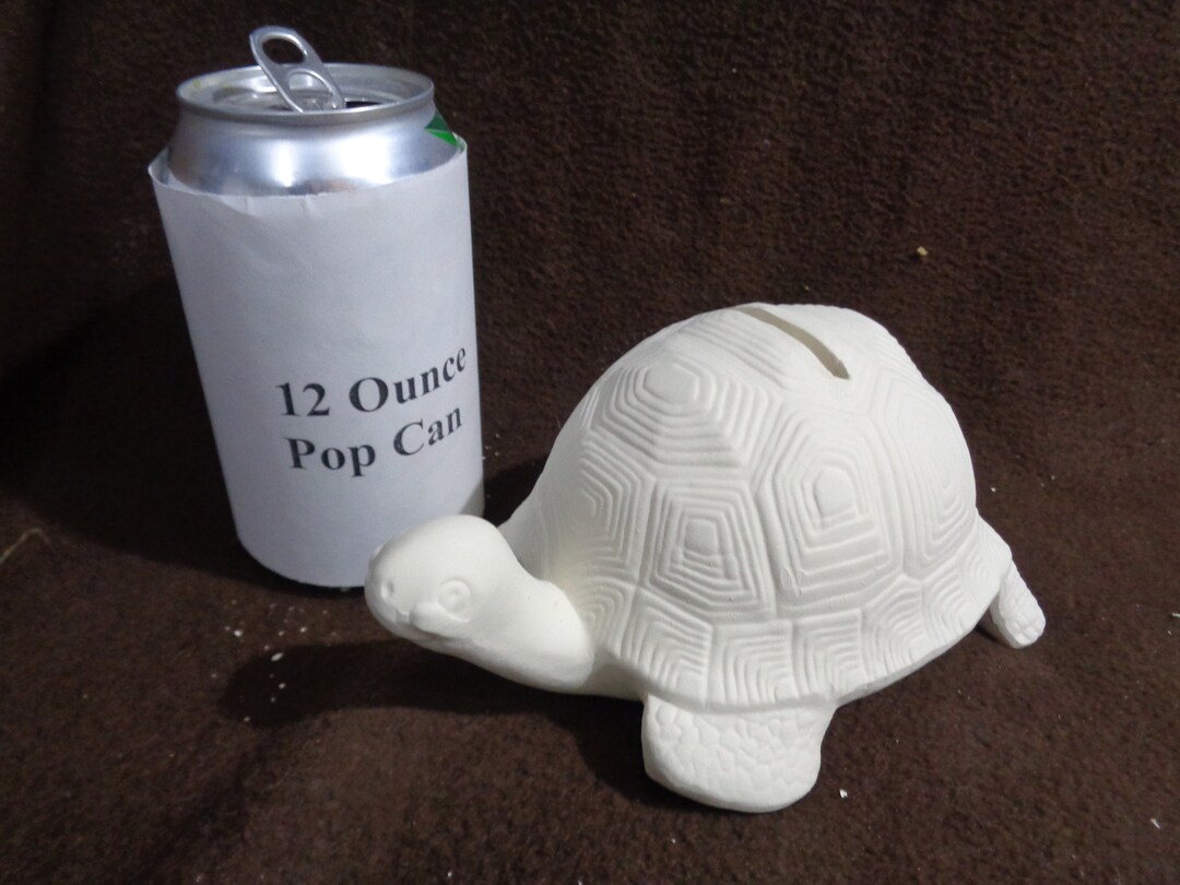 3" Tall, 7" Wide Ceramic Bisque Turtle Bank With Stopper -ready to ...