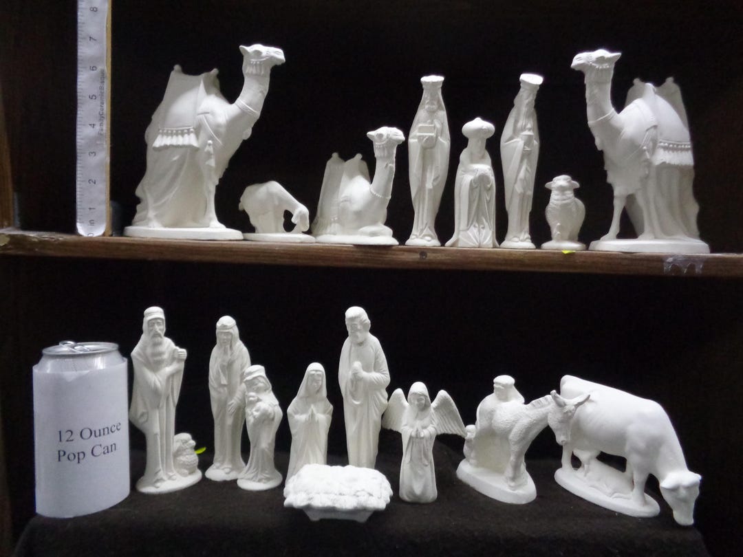 17 Piece Ceramic Bisque Medium Byron Nativity Set - Ready to Paint ...