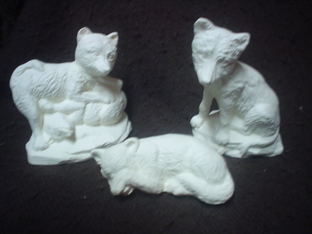 3 Ceramic Bisque Wolf Wolves 1" - 3.5" Tall - Ready to Paint - C564 - Etsy