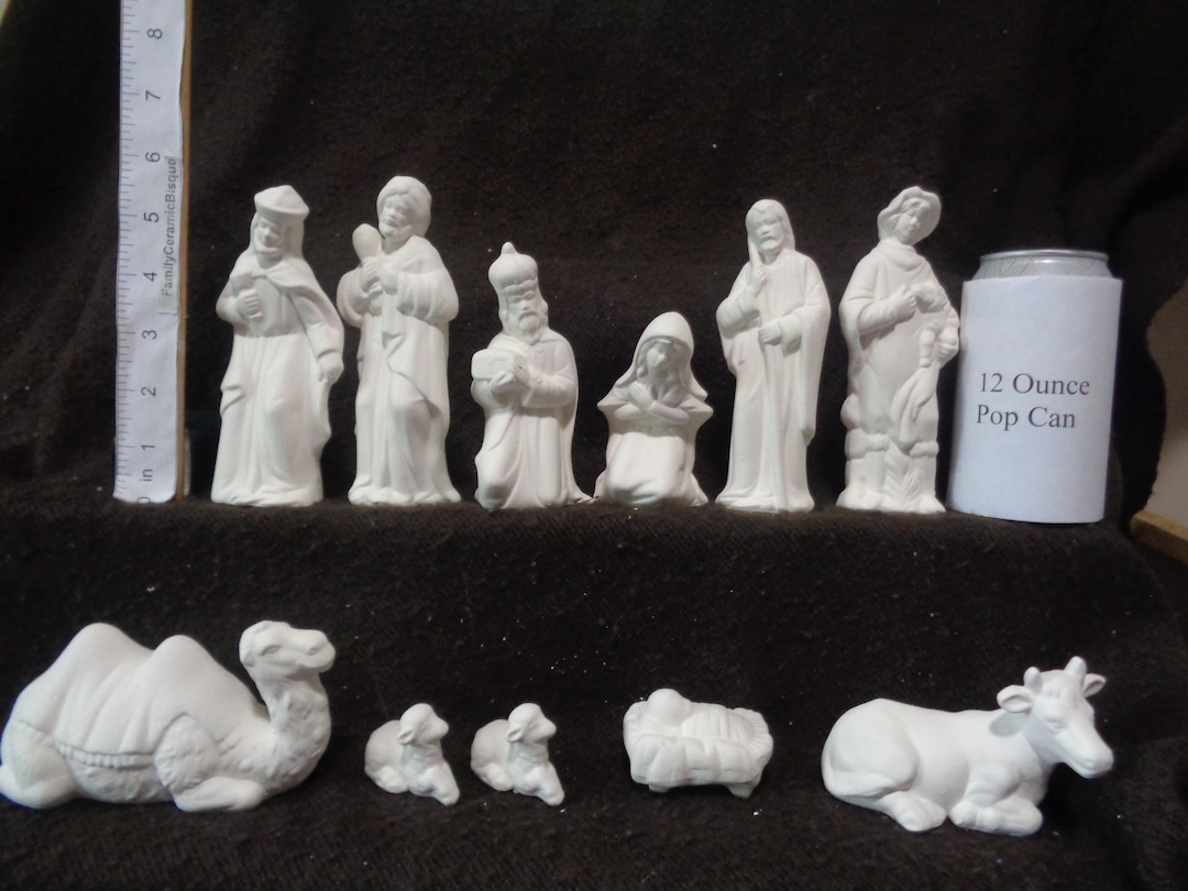11-piece-ceramic-bisque-ceramichrome-nativity-set- Figures From 1 1/4 ...