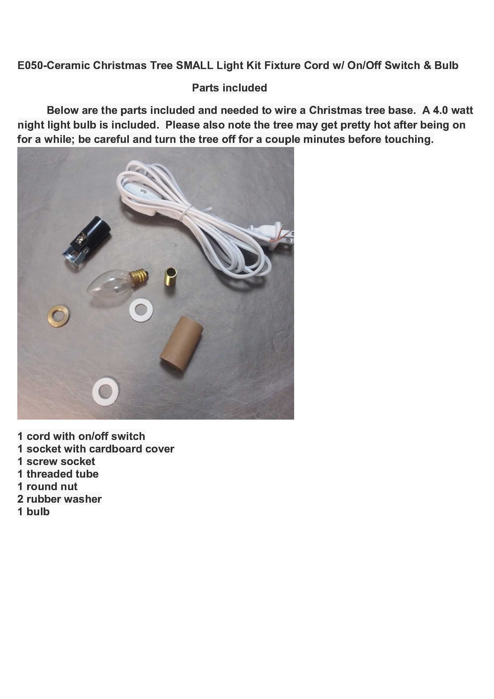 Ceramic Christmas UNASSEMBLED Small Tree Light Kit Fixture 6' White ...