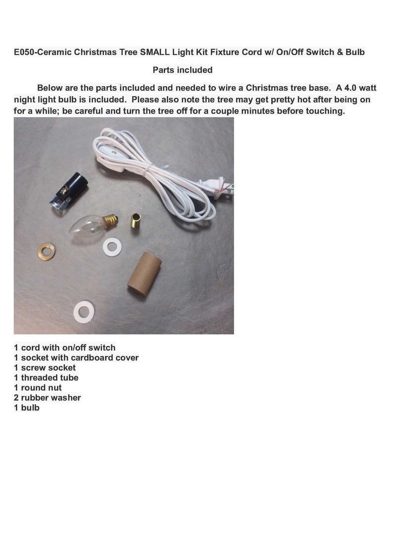 Ceramic Christmas UNASSEMBLED Small Tree Light Kit Fixture 6' White ...