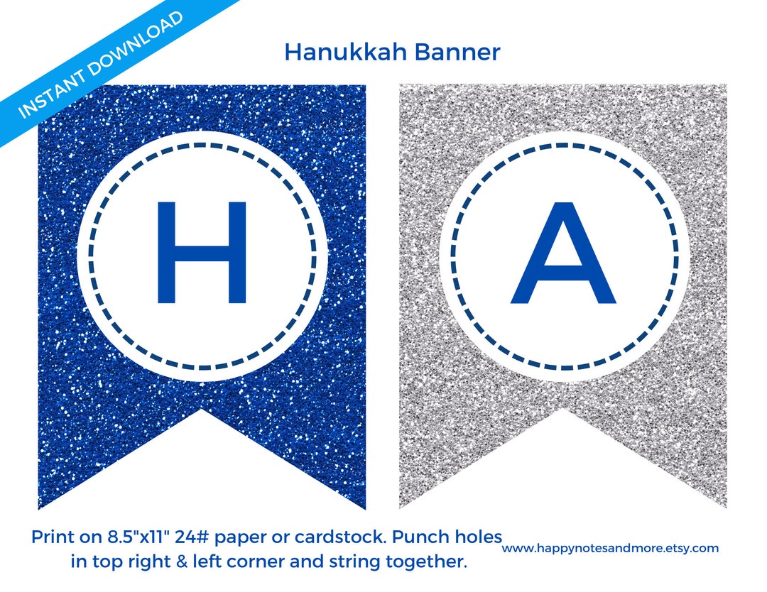 Happy Hanukkah Printable Banner - Instant Happy Hanukkah Hanging Flag ...