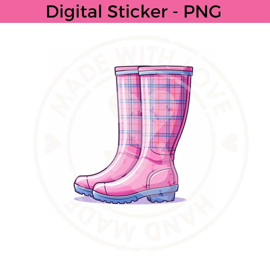 Pink Plaid Wellies Sticker: PNG Clipart (digital Download) - Etsy