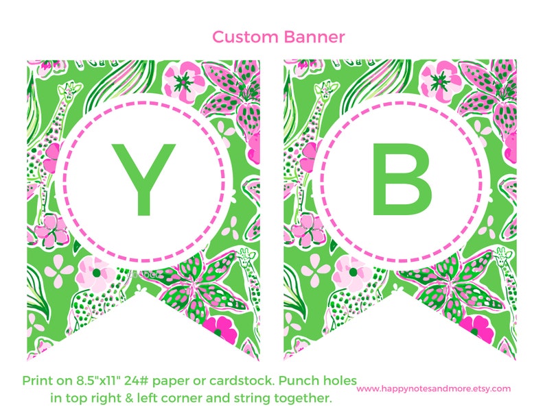Preppy Happy Birthday Banner: Lilly P Inspired Print (digital Download ...