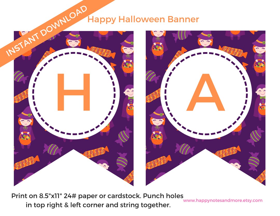 Printable Happy Halloween Banner - INSTANT DOWNLOAD! Halloween Banner ...