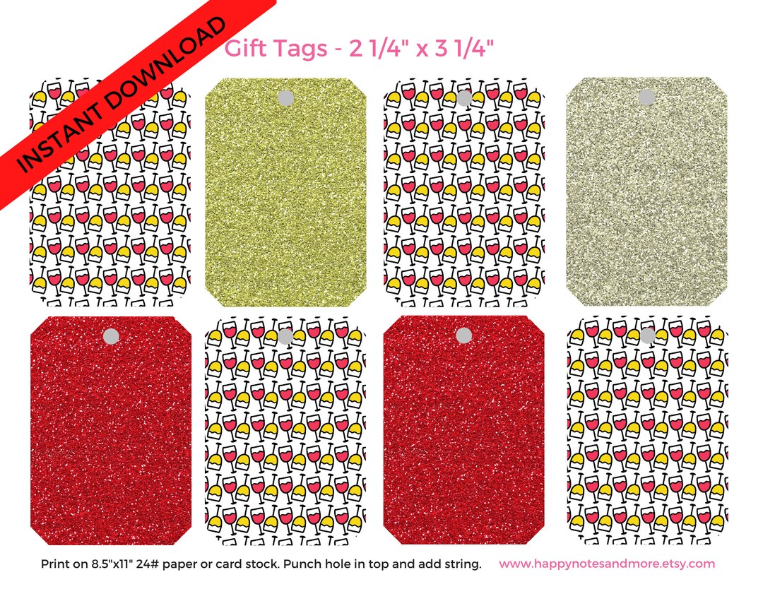 Wine Bottle Tags Printable Gift Tags - INSTANT DOWNLOAD - Etsy