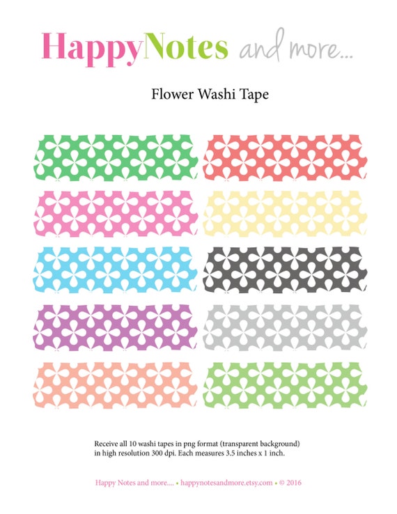 Flower Digital Washi Tape Instant Download Clip Art | Etsy