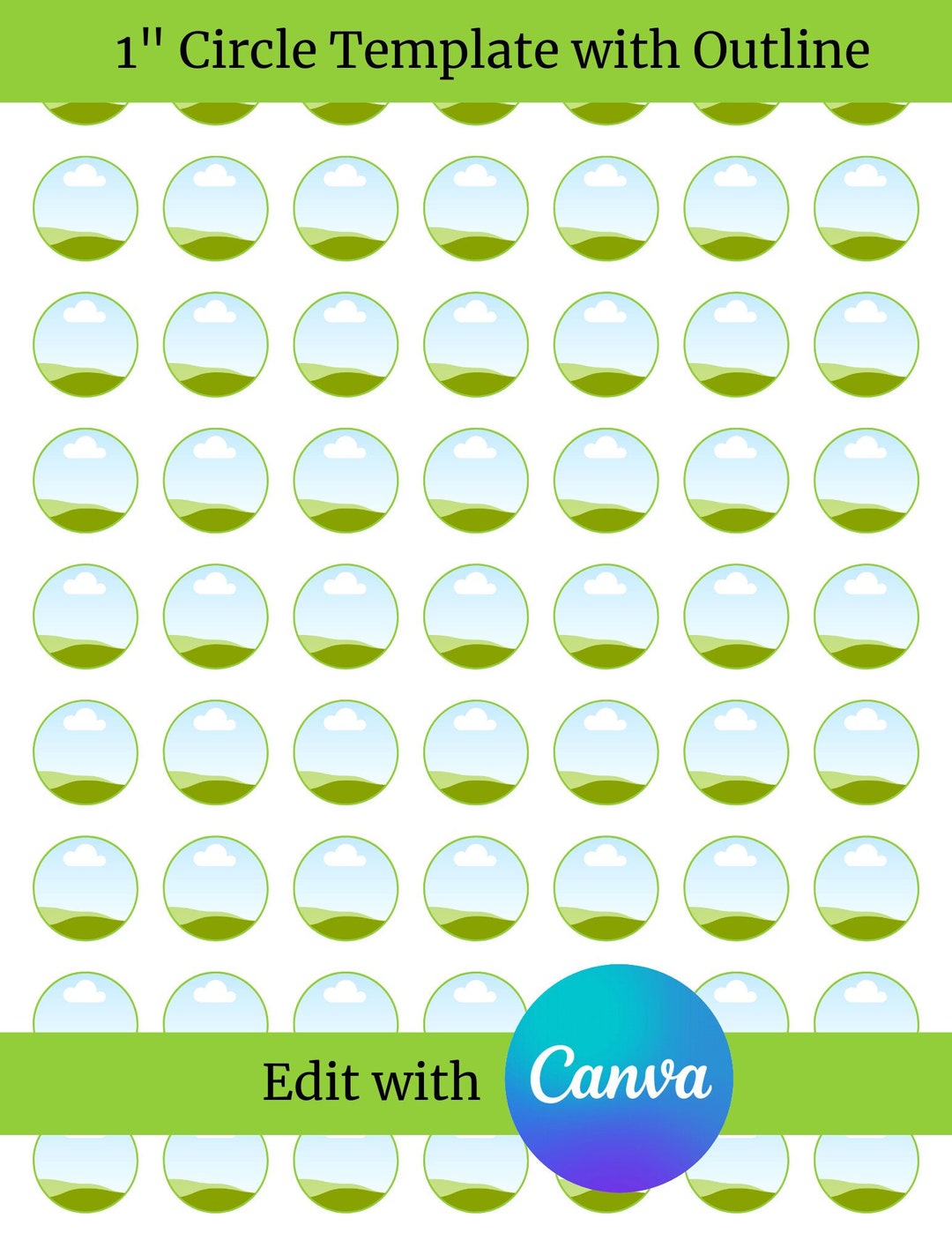 Editable Printable 1" Circle Template for Canva - Instant 1" Circle ...