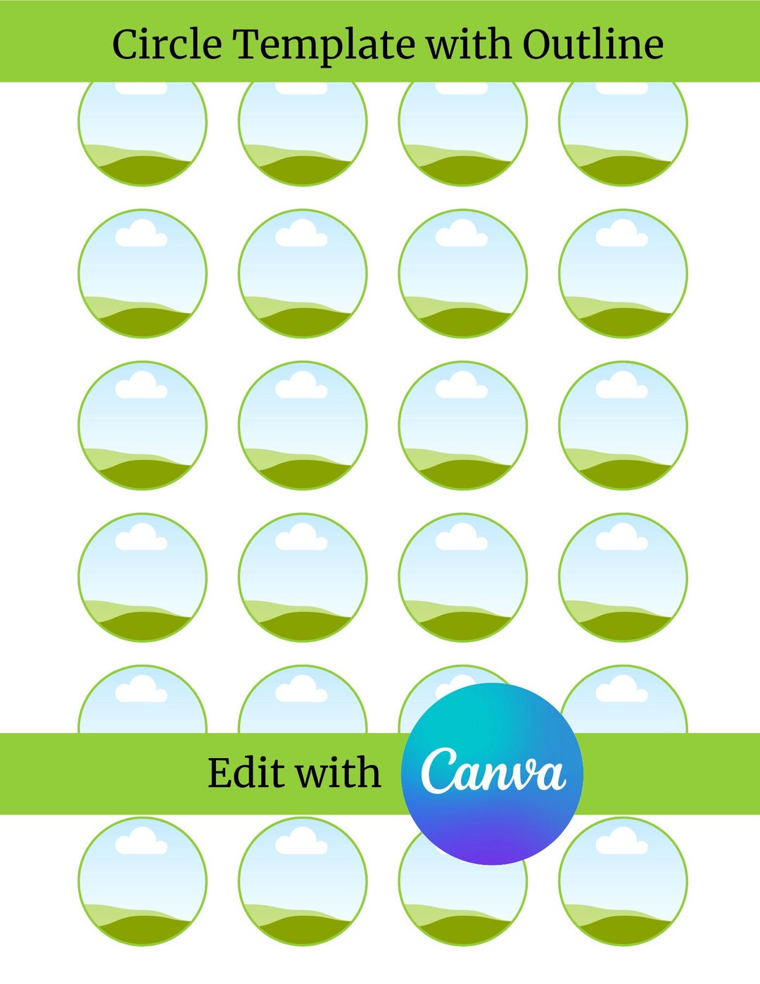 1.5" Circle Sticker Template: Editable Canva Printable (instant ...