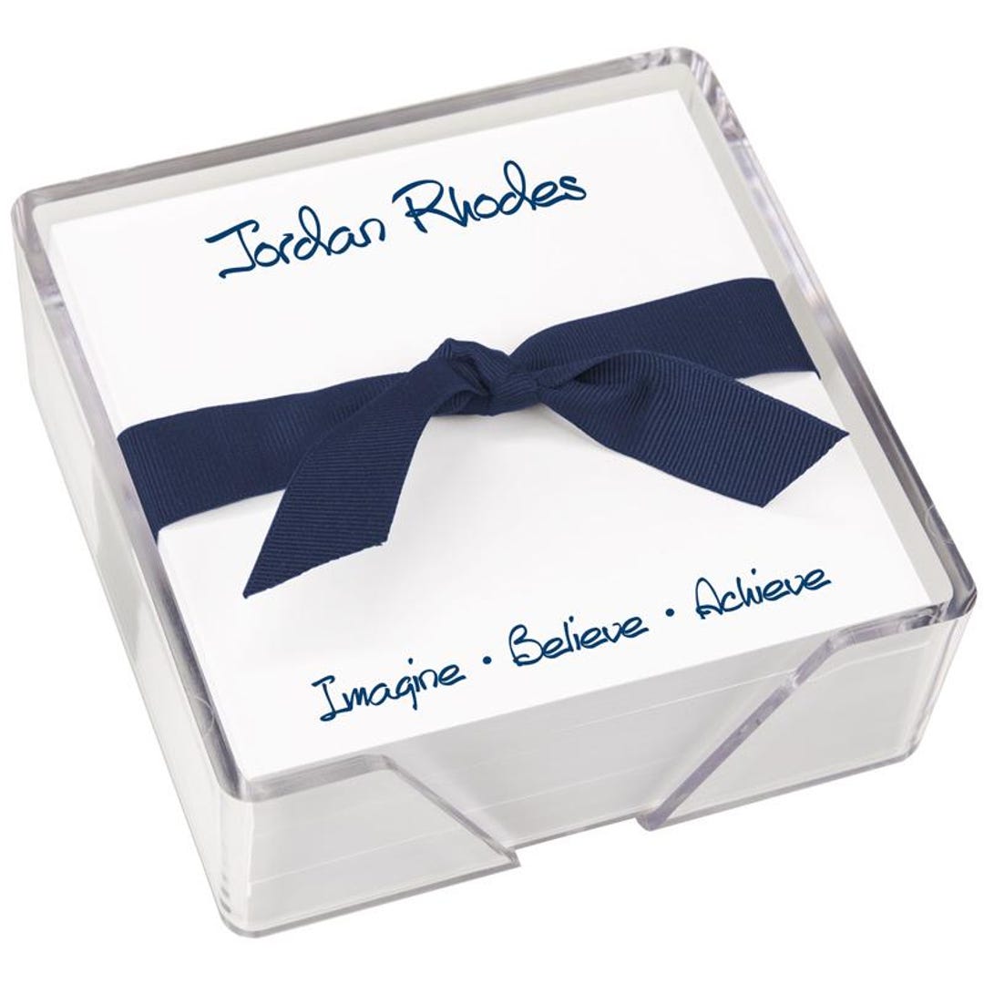 Personalized Highland Memo Square With Lucite Holder: Custom Stationery ...