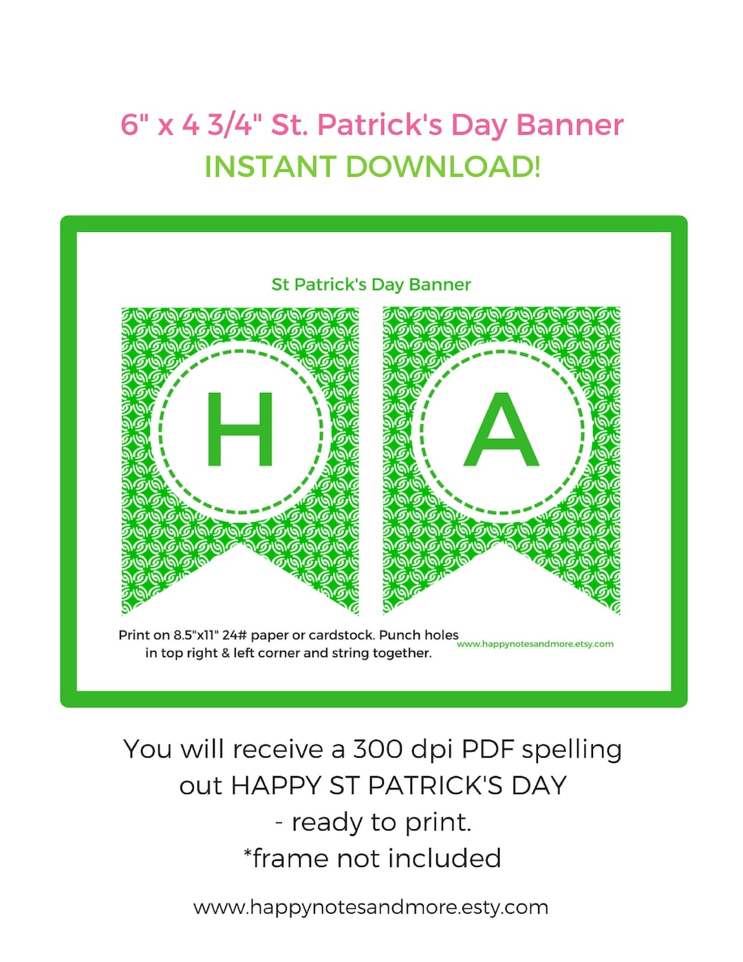 St. Patrick's Day Printable Banner: Hanging Flag Decor (digital ...