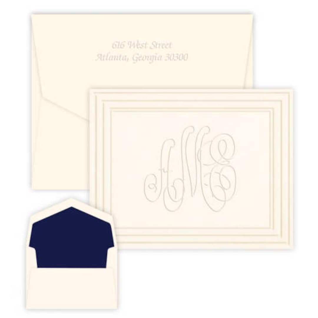 Classic Frame Embossed Note - Personalized - Monogrammed Note Card ...