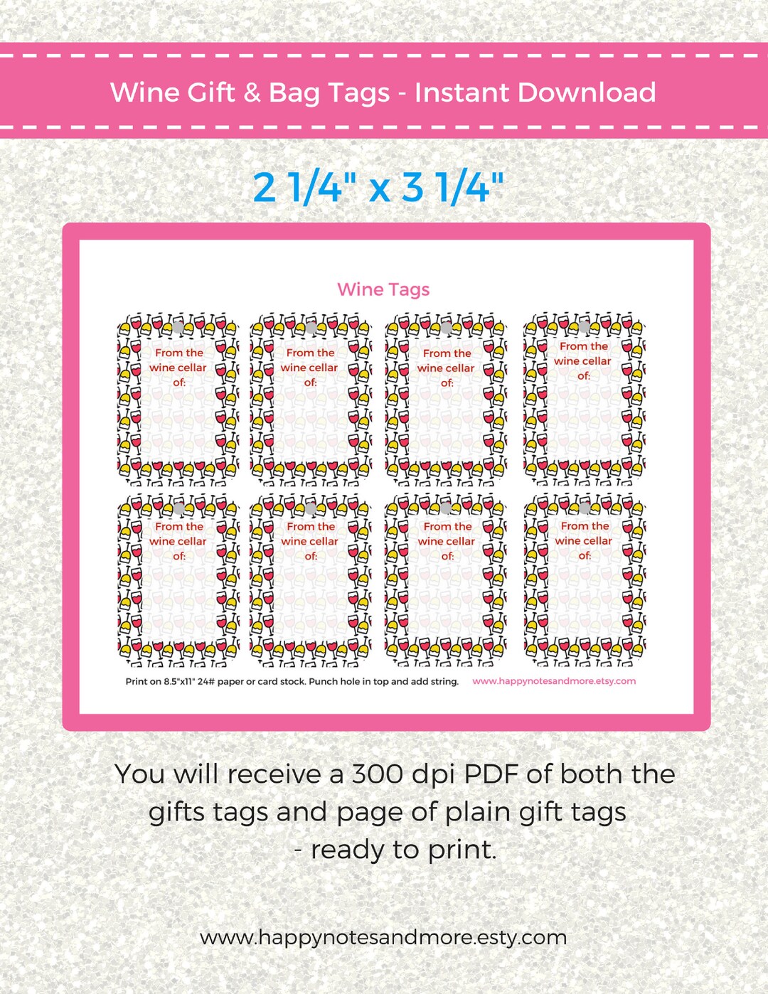 Wine Gift Tags Printable Wine, Gift, Bag & Holiday Tags INSTANT ...