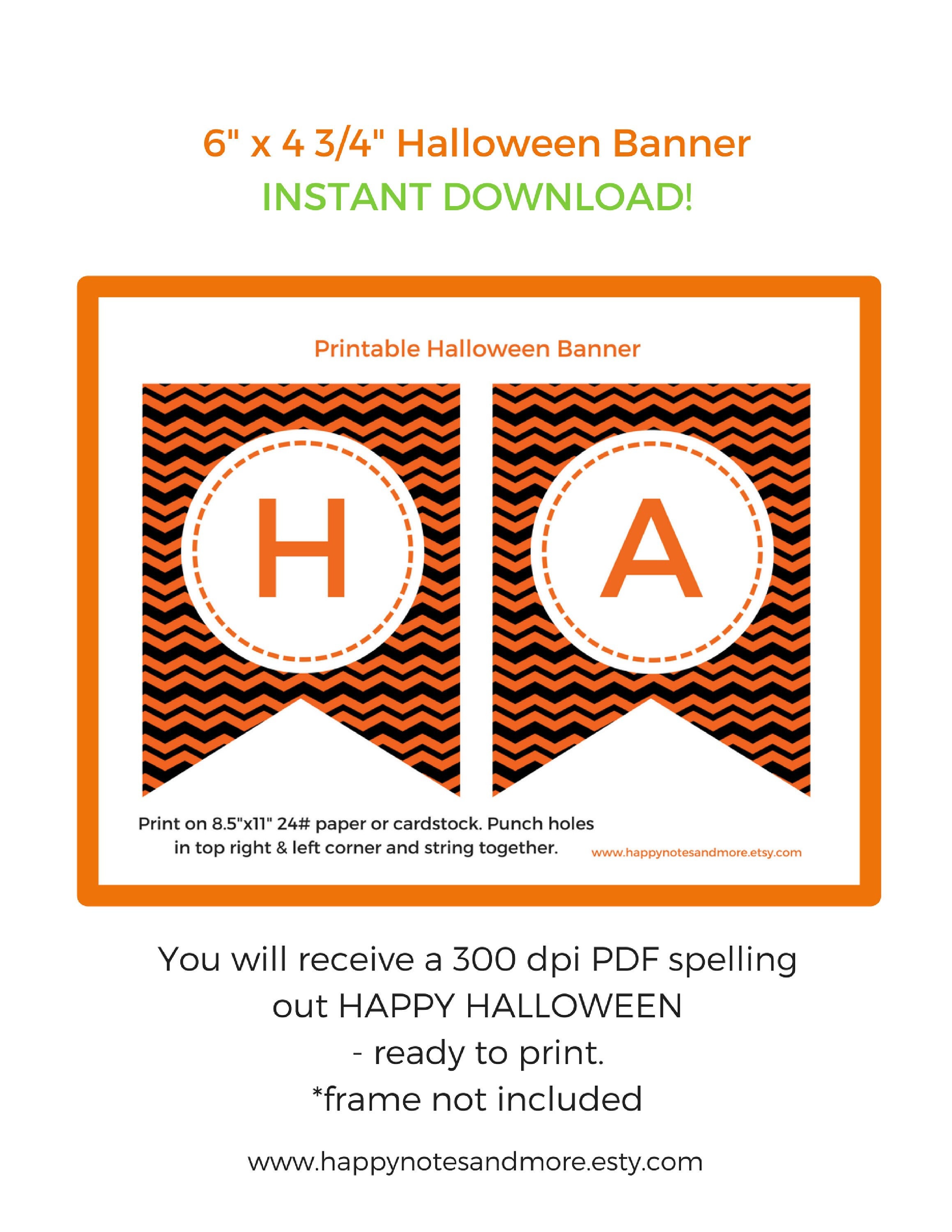 Printable Halloween Banner: Happy Halloween Pennant Flags (digital ...