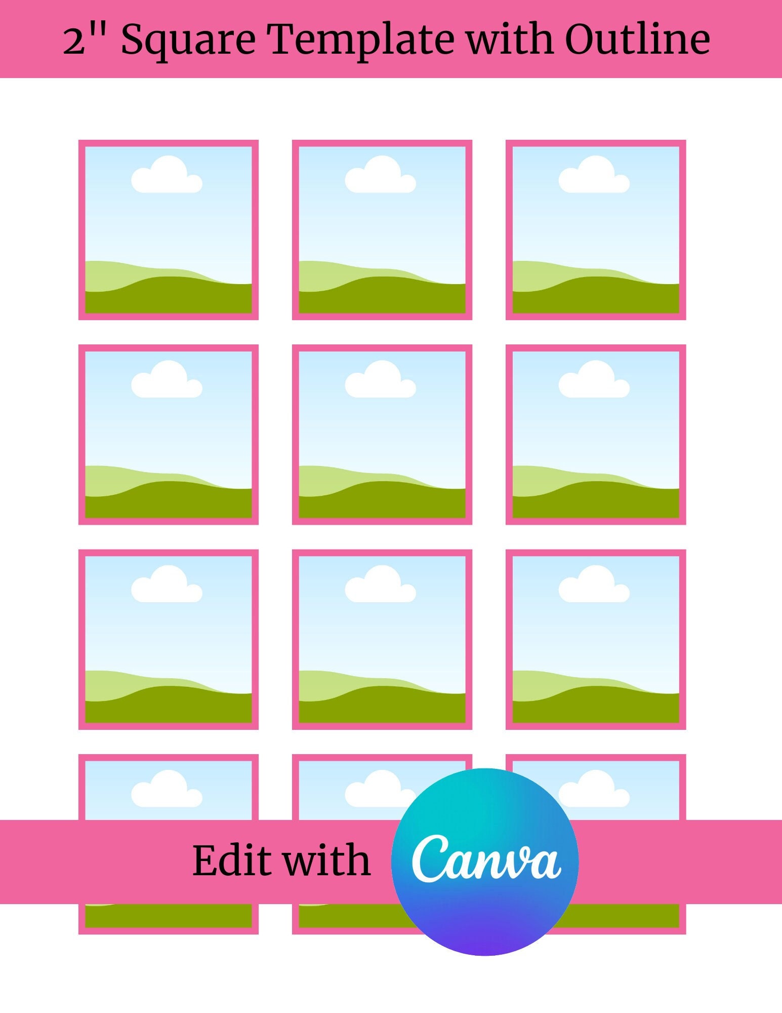 Editable 2" Square Template: Printable Gift Tag Design (instant ...
