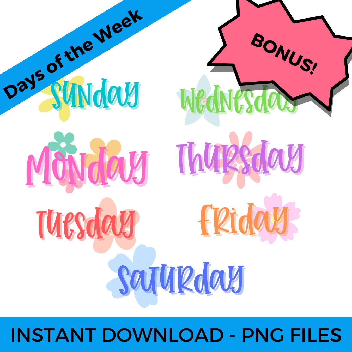 Monthly Themed Stickers: 12 Months, Days of the Week (digital Download ...