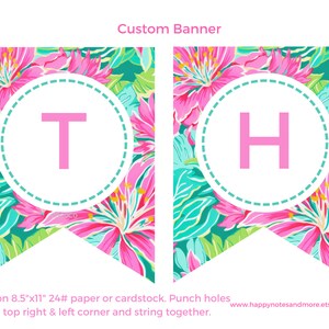 Preppy Floral Happy Birthday Banner - Lilly P Inspired (digital ...