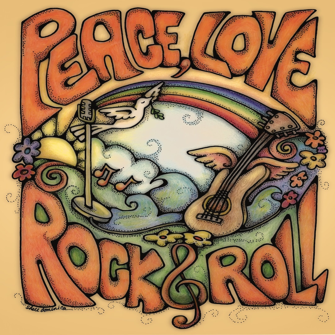 Peace, Love, Rock & Roll - Etsy